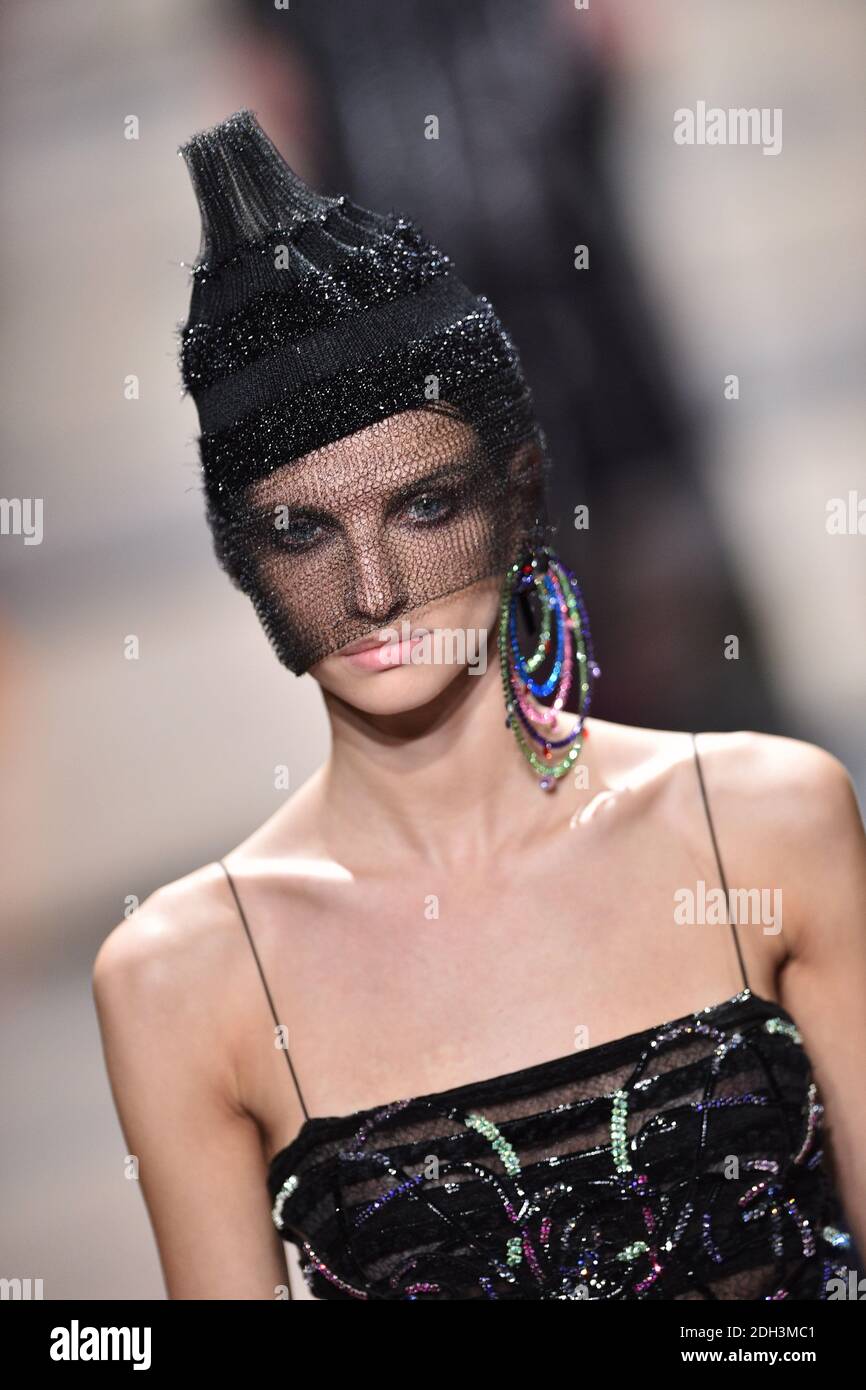 A model displays a creation designed by Giorgio Armani during the ...