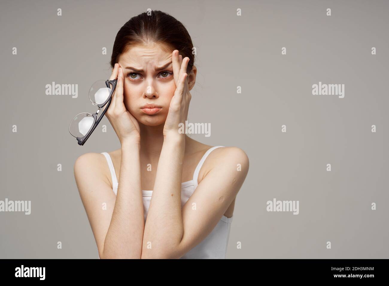 woman with poor eyesight health problems astigmatism myopia Stock Photo ...