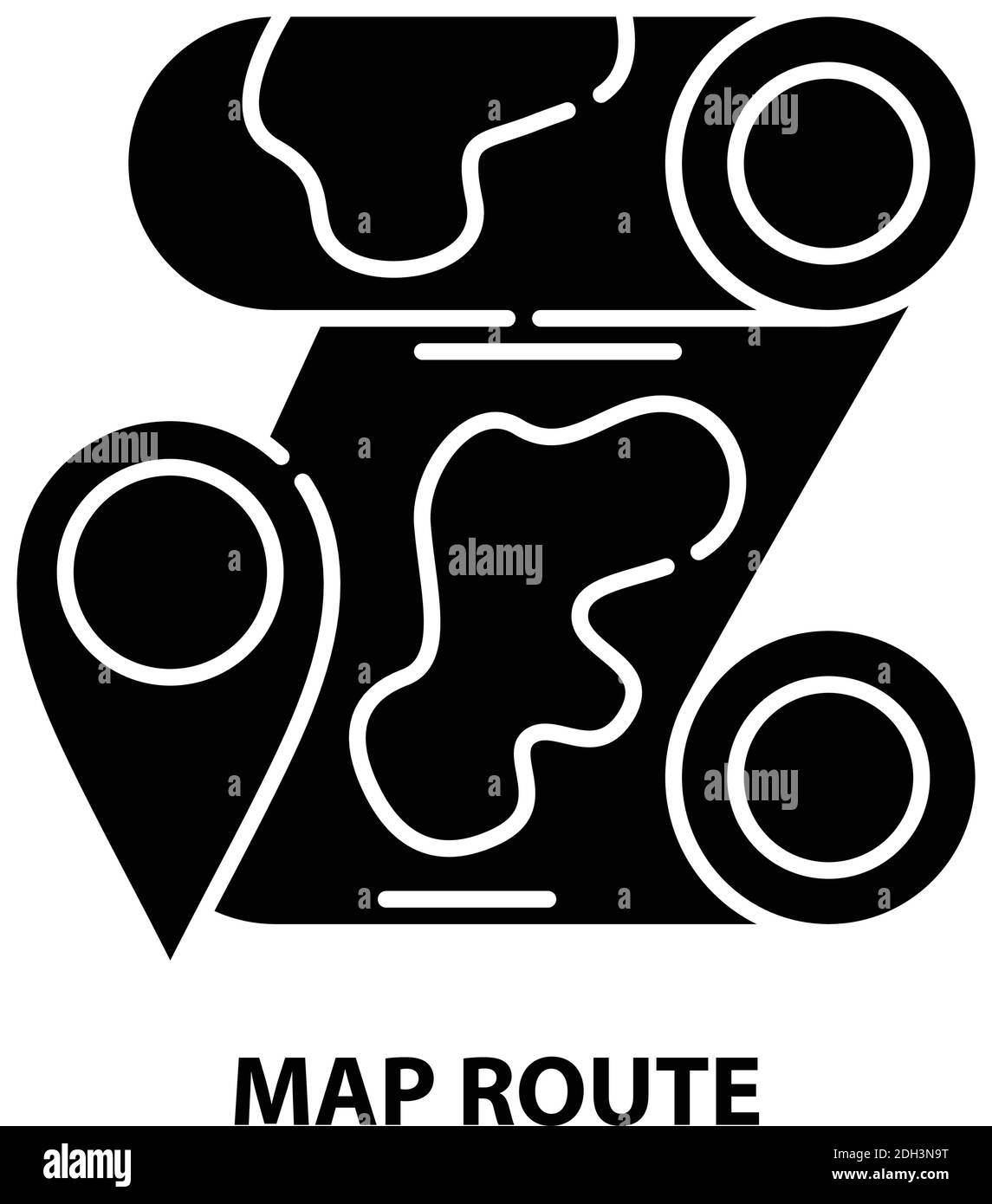 map route icon, black vector sign with editable strokes, concept ...