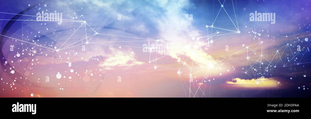 Abstract lines and texture background technology plexus grid sky cloud ...