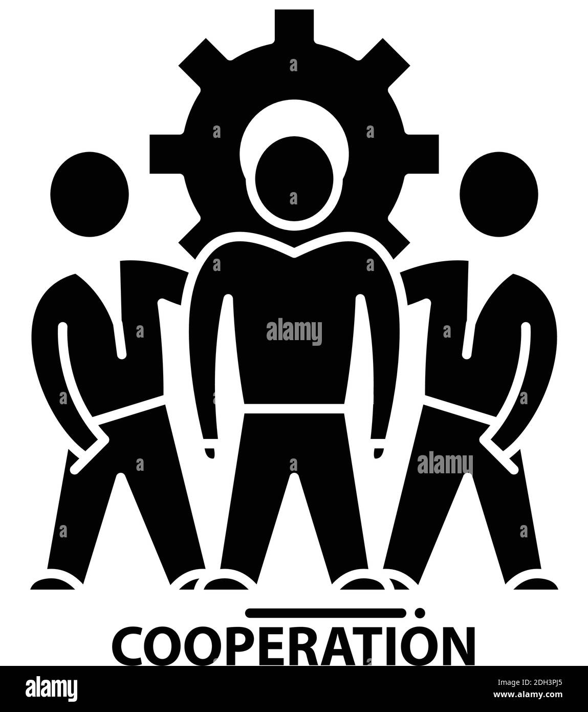 cooperation icon, black vector sign with editable strokes, concept ...