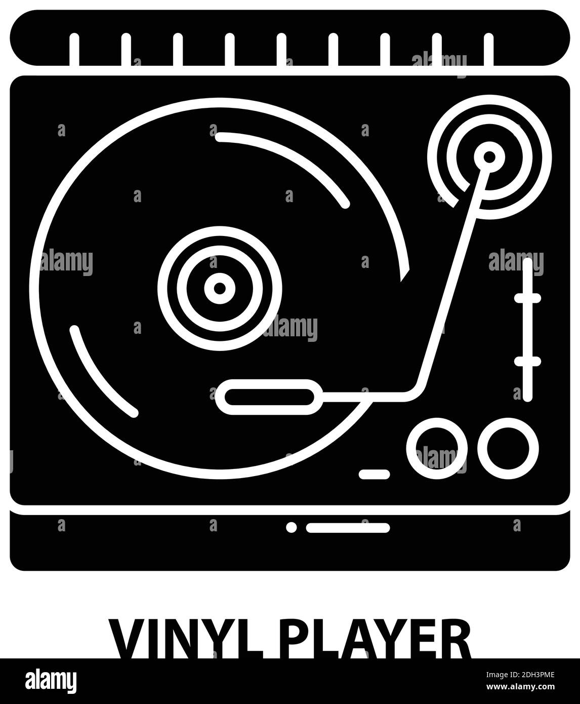 vinyl player icon, black vector sign with editable strokes, concept ...