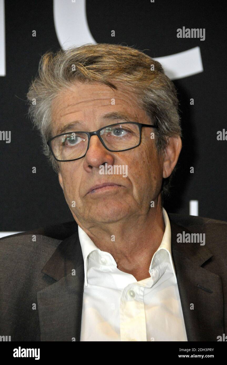 Les Echos CEO Francis Morel is seen during a presentation for the ...