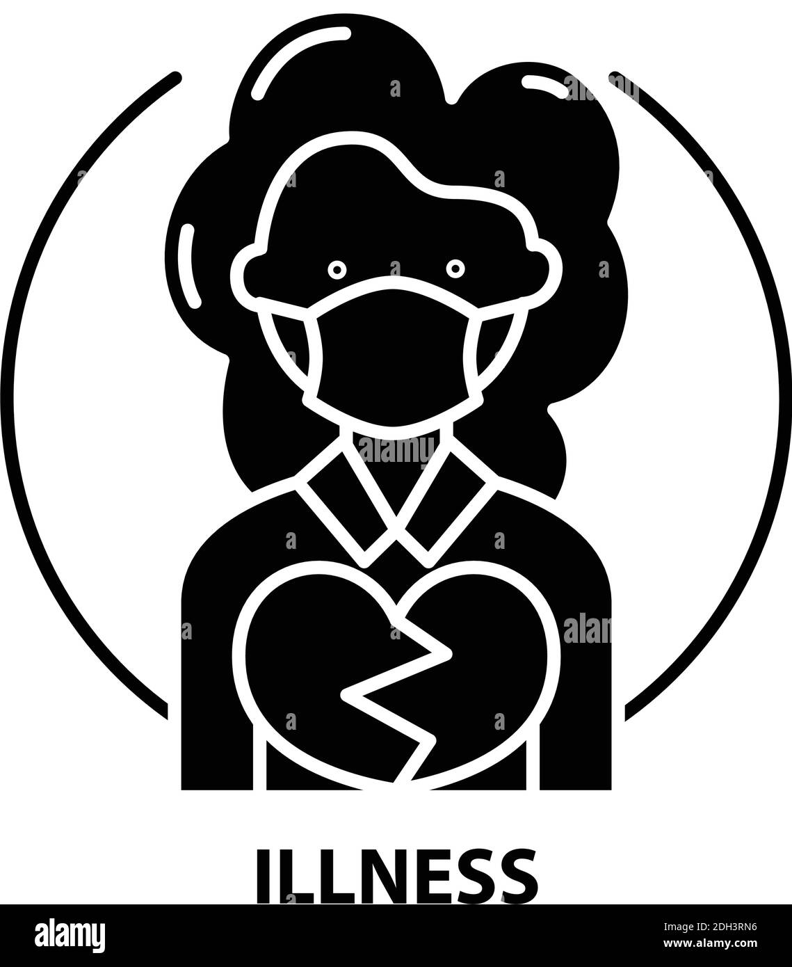 illness icon, black vector sign with editable strokes, concept ...