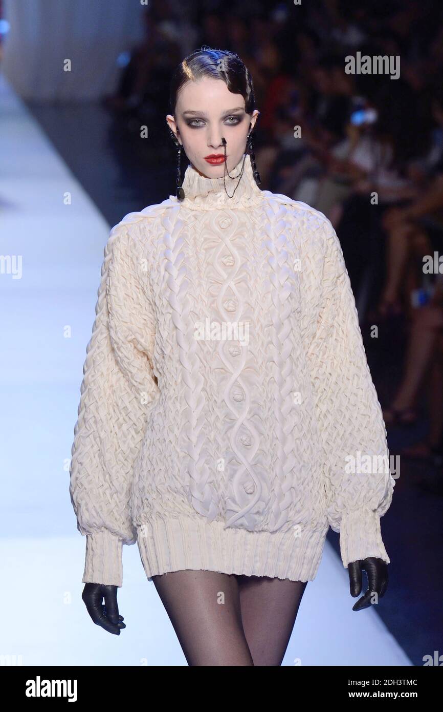 A model displays a creation on the runway during the Jean-Paul Gaultier ...