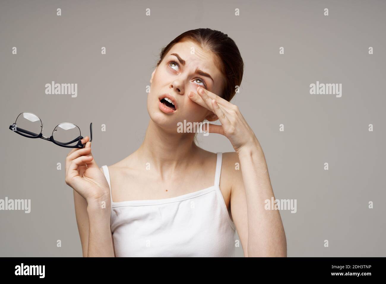 woman with poor eyesight health problems astigmatism myopia Stock Photo ...