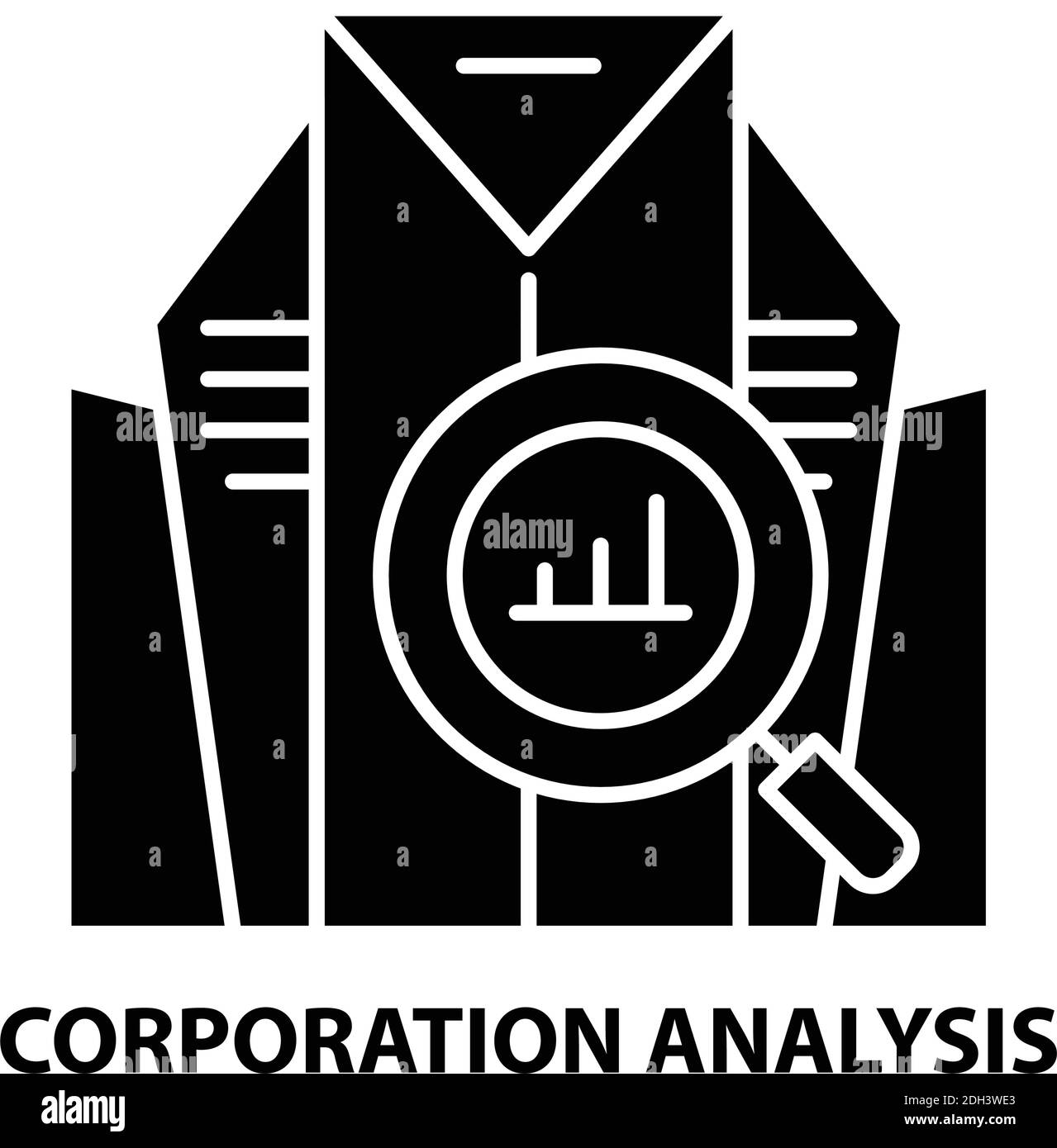 corporation analysis icon, black vector sign with editable strokes ...