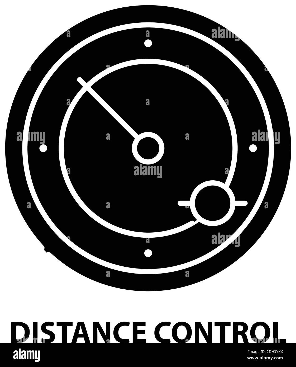 distance control icon, black vector sign with editable strokes, concept ...