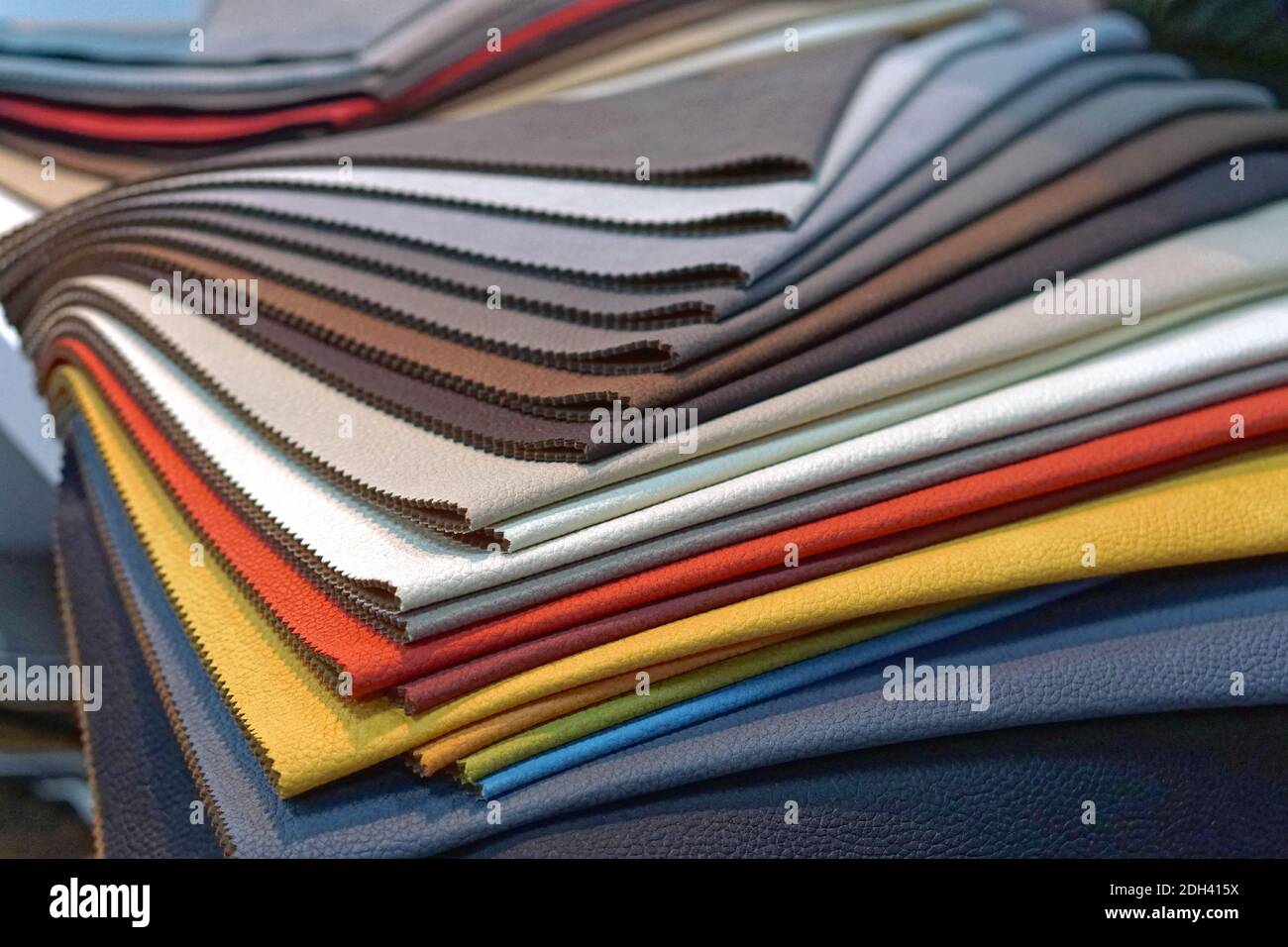 Textile and leather material samples for garment industry Stock Photo ...