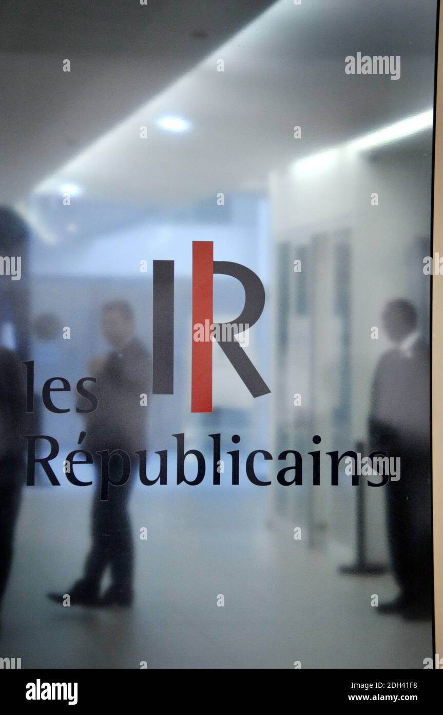 Les Republicains (LR) party's logo is seen out its headquarters during ...