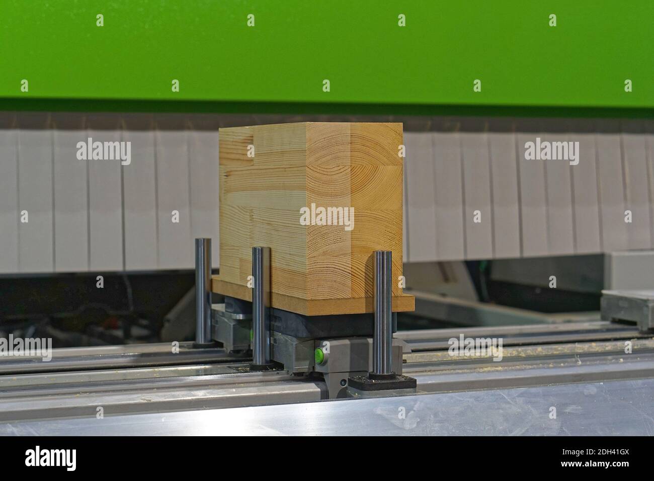 Block of wood at automated work cnc machine Stock Photo - Alamy