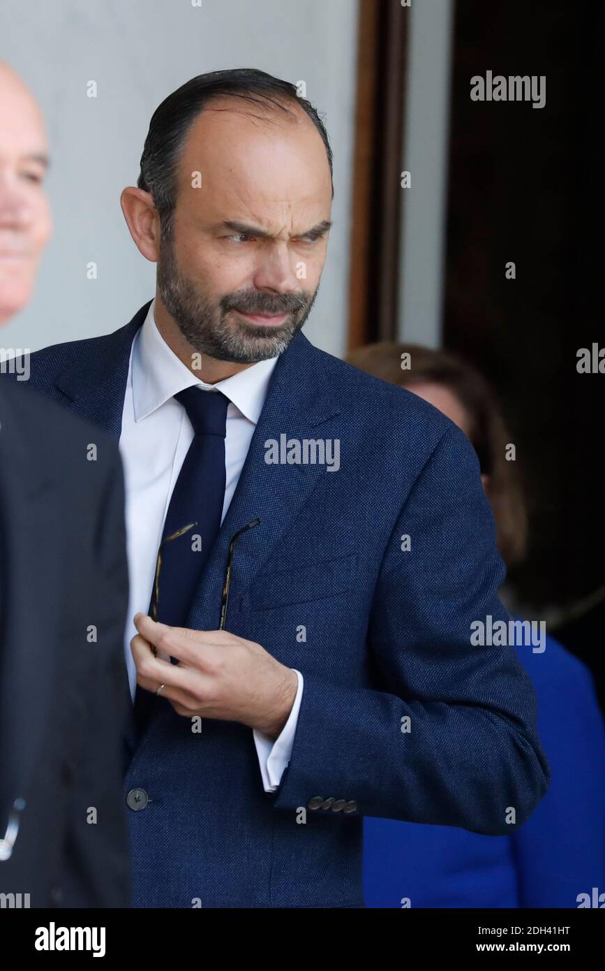 Prime Minister Edouard Philippe leaving the weekly Cabinet meeting in ...