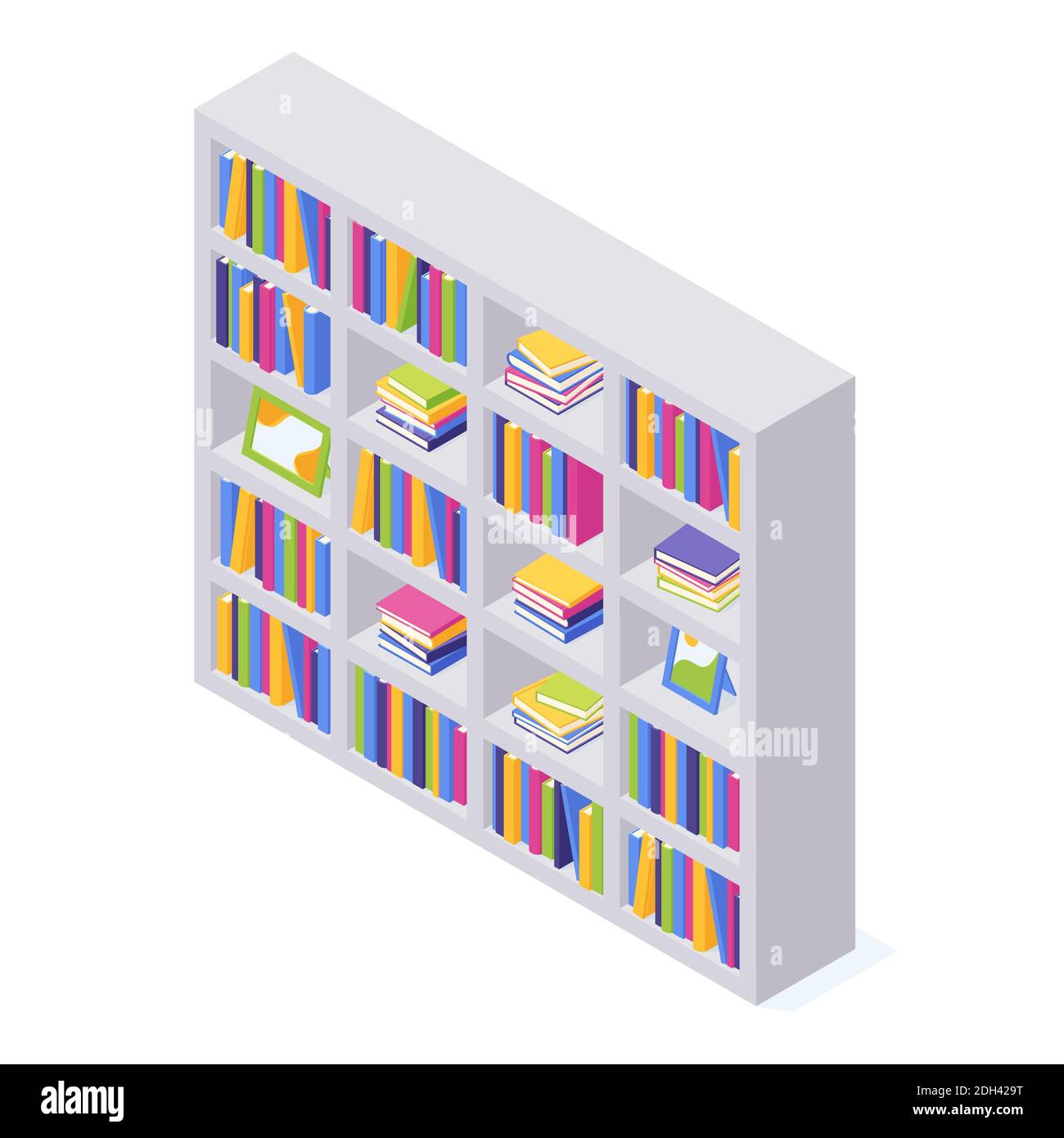 Books on shelf in isometric vector illustration Stock Vector Image ...
