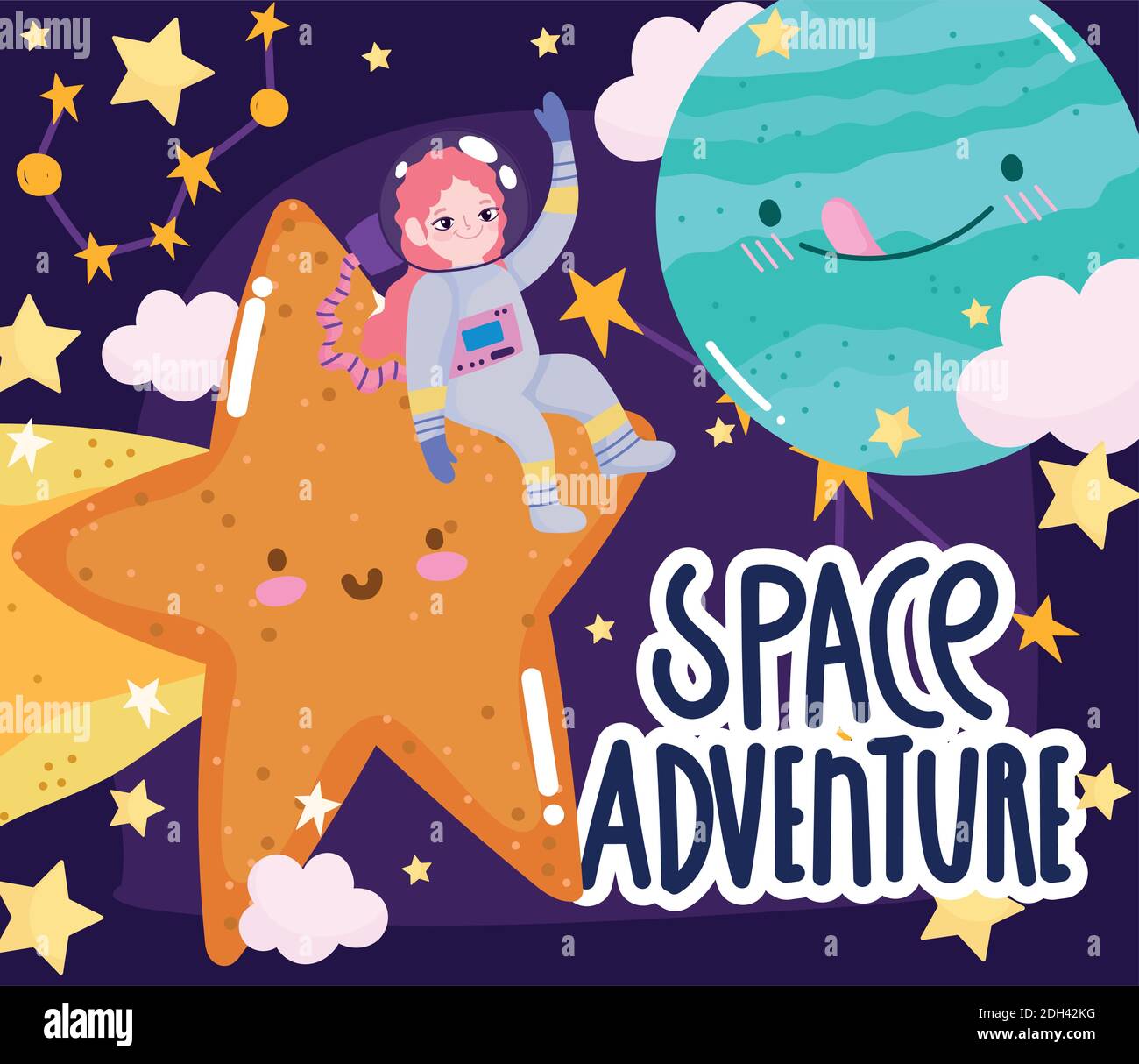 Astronaut Planets Shooting Stars