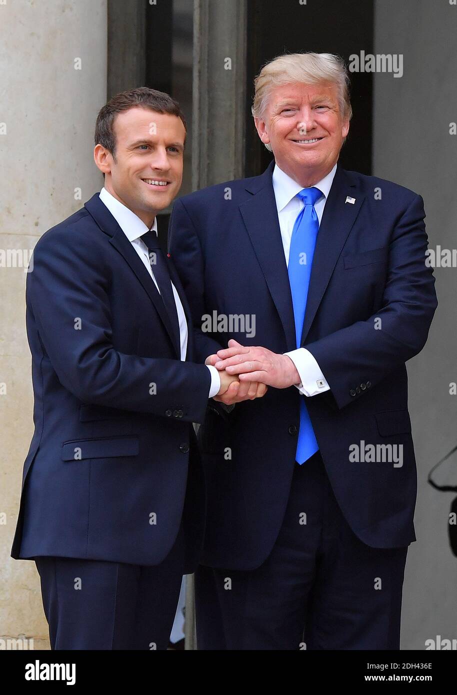 French President Emmanuel Macron and US counterpart Donald Trump arrive ...