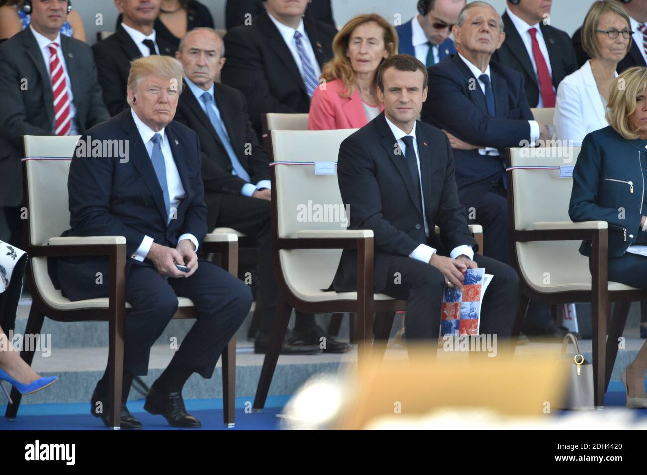 US President Donald Trump and French President Emmanuel Macron attend ...