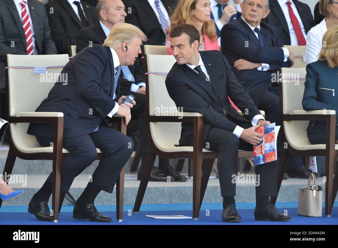 US President Donald Trump and French President Emmanuel Macron attend ...