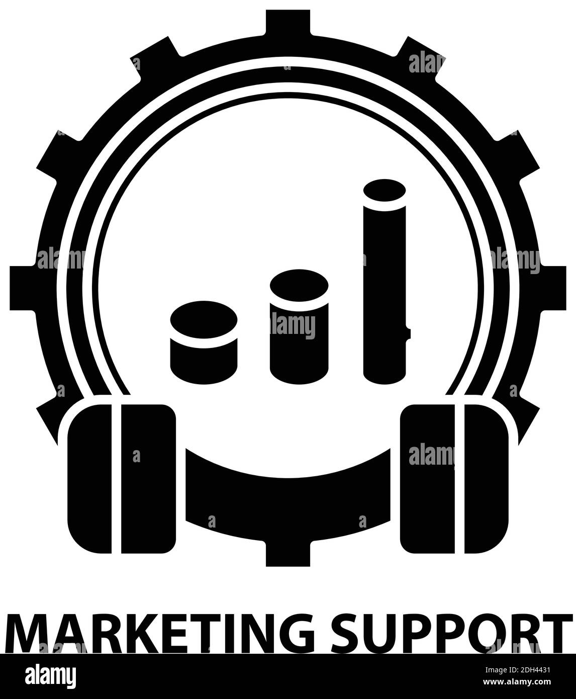 marketing support icon, black vector sign with editable strokes ...