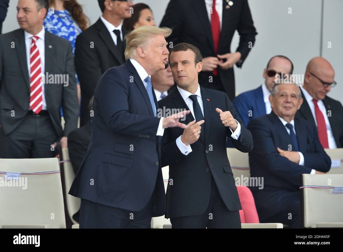 US President Donald Trump and French President Emmanuel Macron attend ...