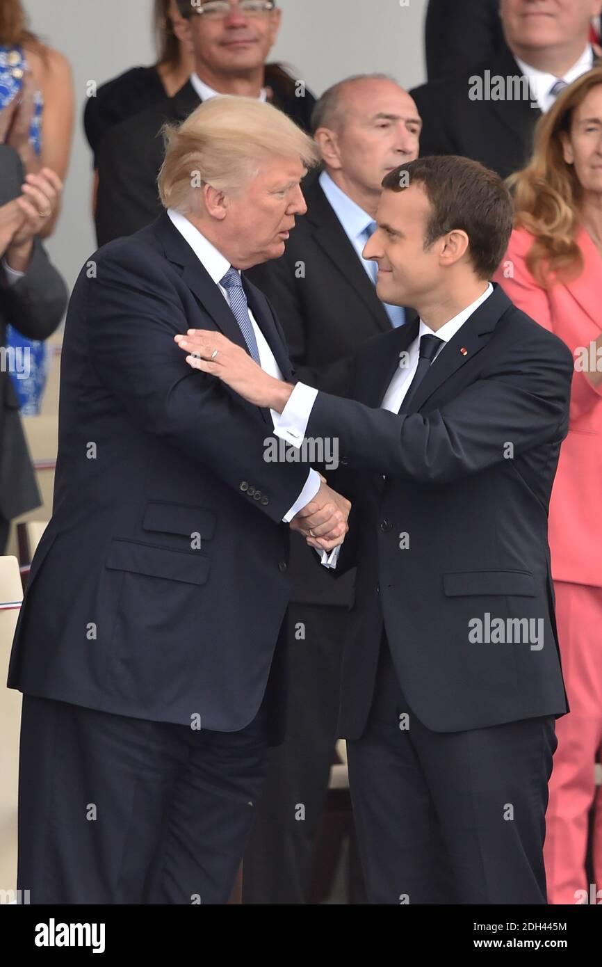 US President Donald Trump and French President Emmanuel Macron attend ...