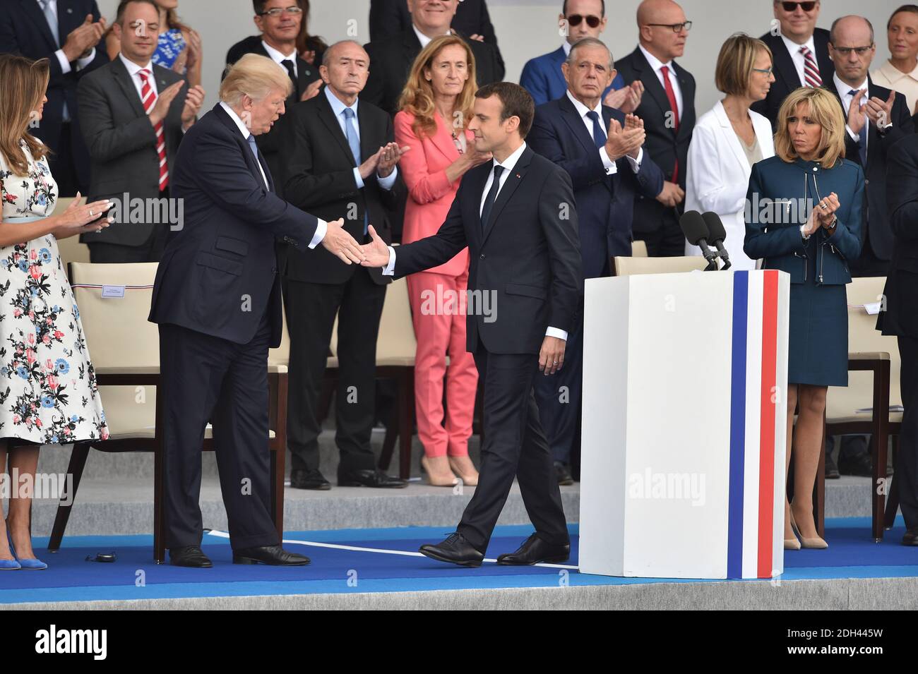 US President Donald Trump and French President Emmanuel Macron attend ...