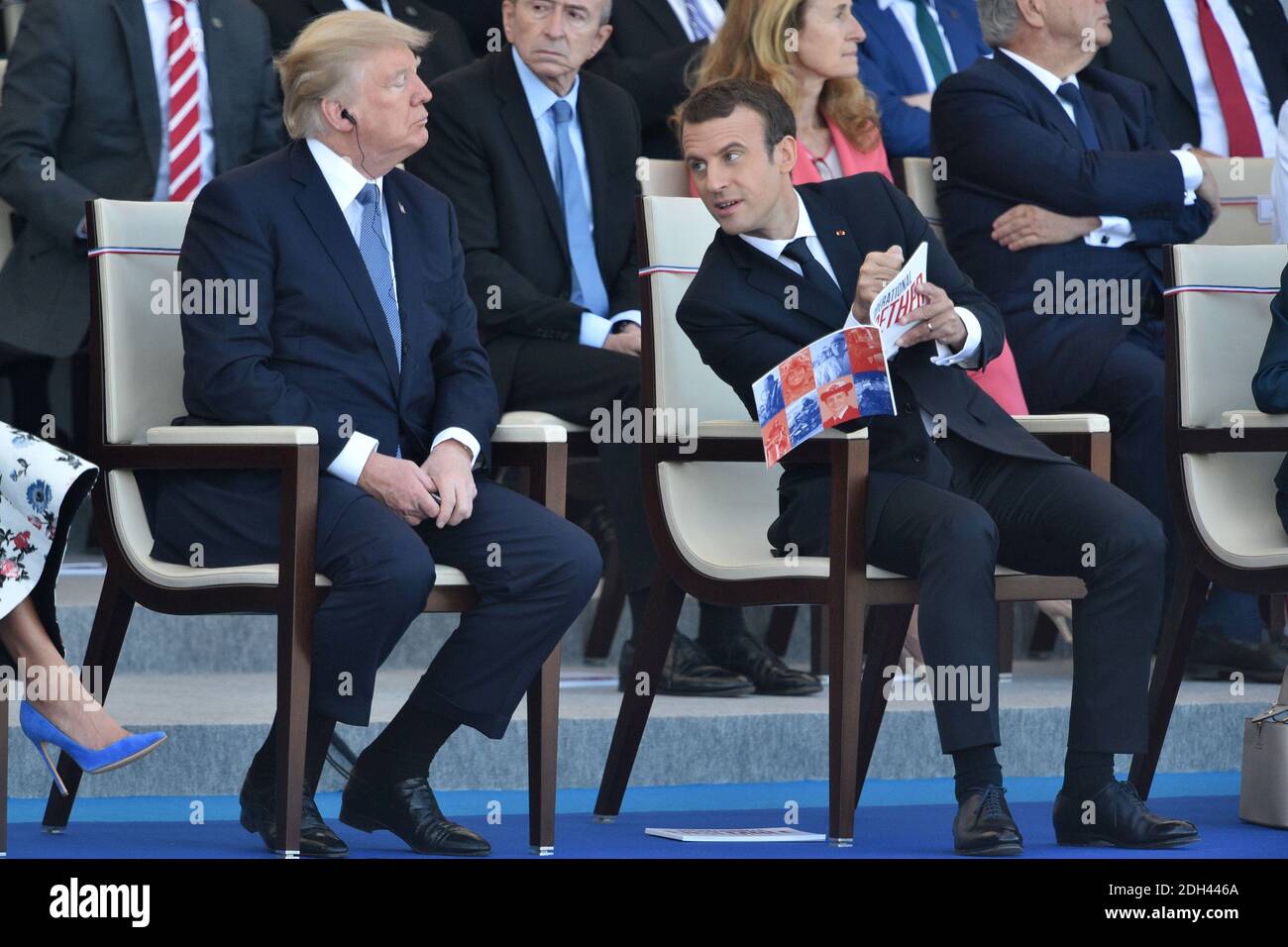 US President Donald Trump and French President Emmanuel Macron attend ...
