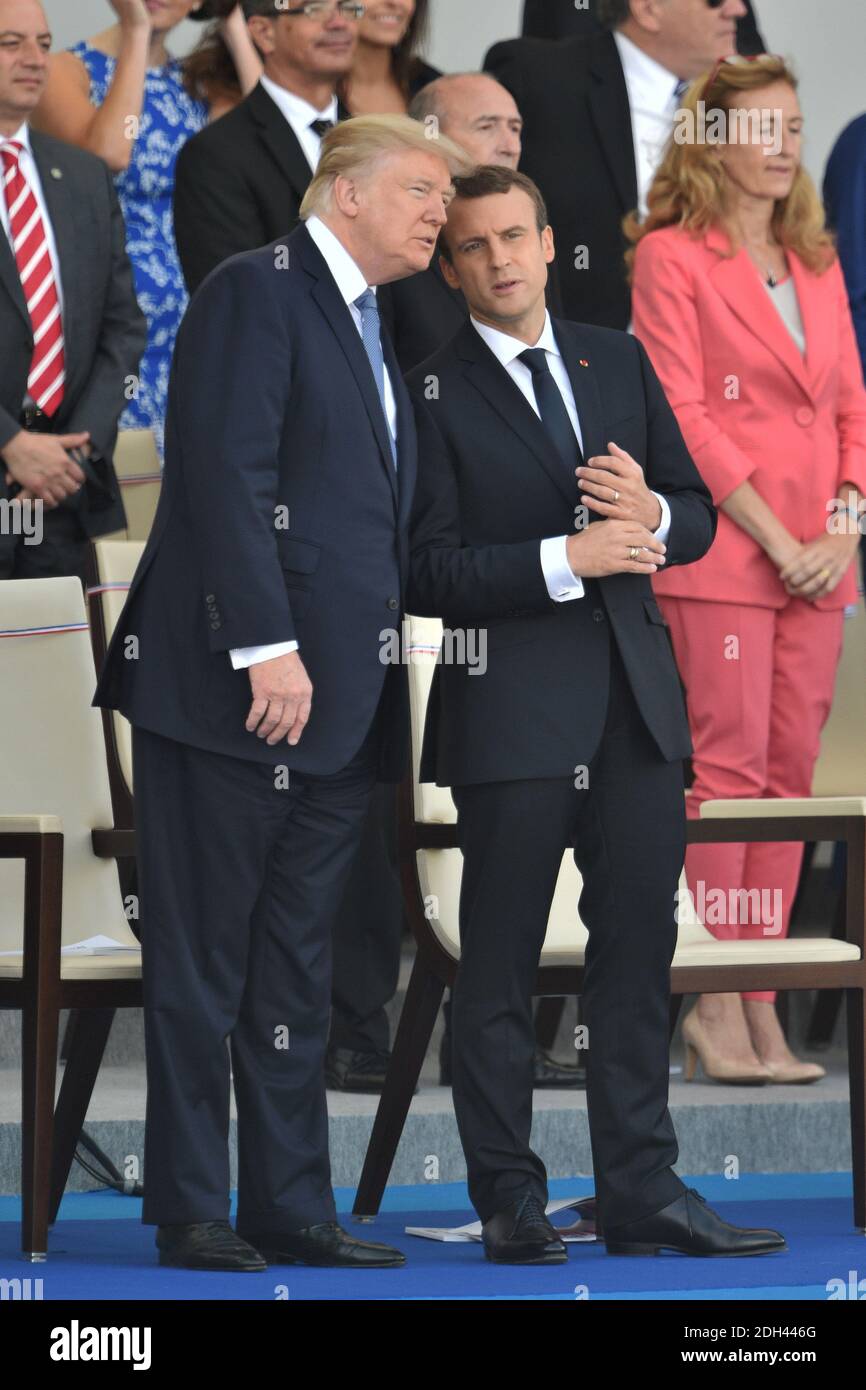 US President Donald Trump and French President Emmanuel Macron attend ...