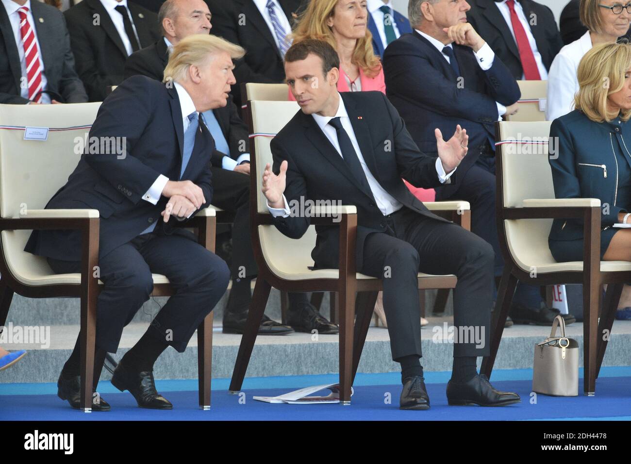 US President Donald Trump and French President Emmanuel Macron attend ...