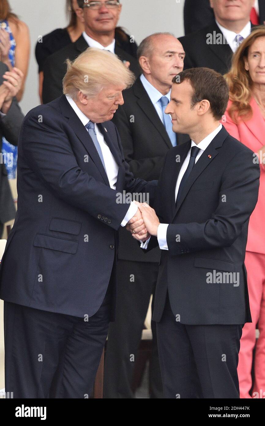 US President Donald Trump and French President Emmanuel Macron attend ...