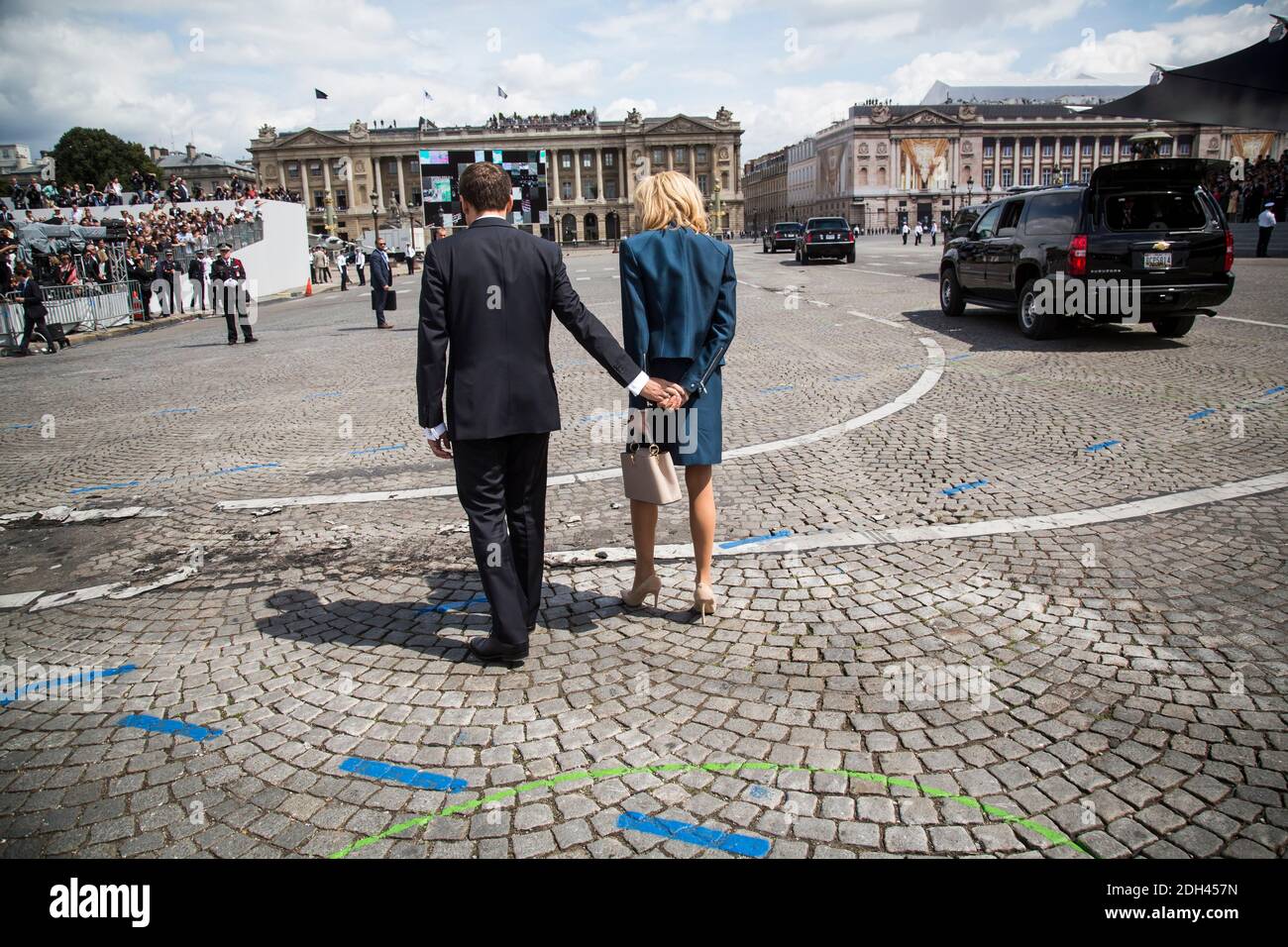French President Emmanuel Macron and Wife Brigitte Macron during the ...