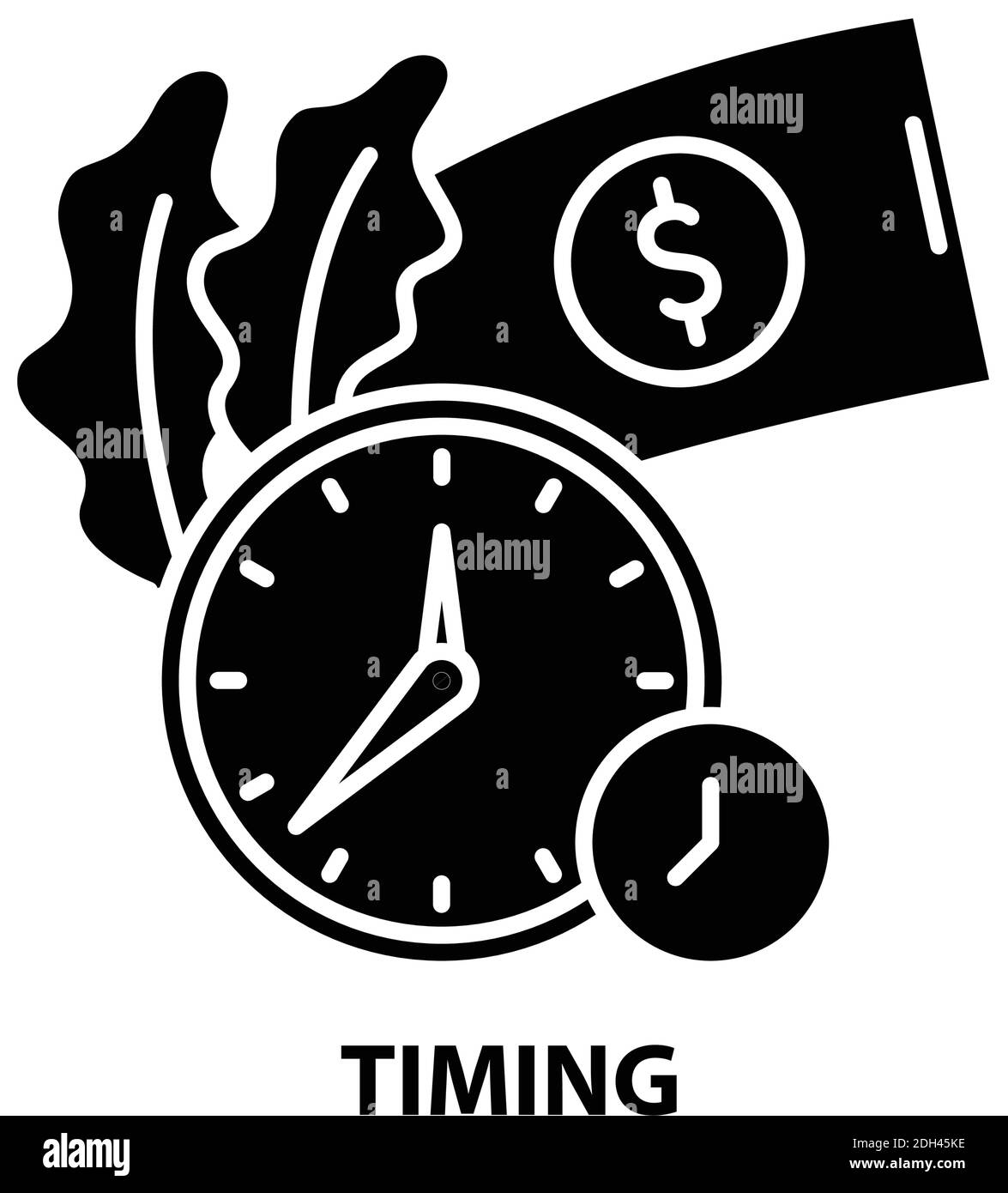 timing icon, black vector sign with editable strokes, concept ...
