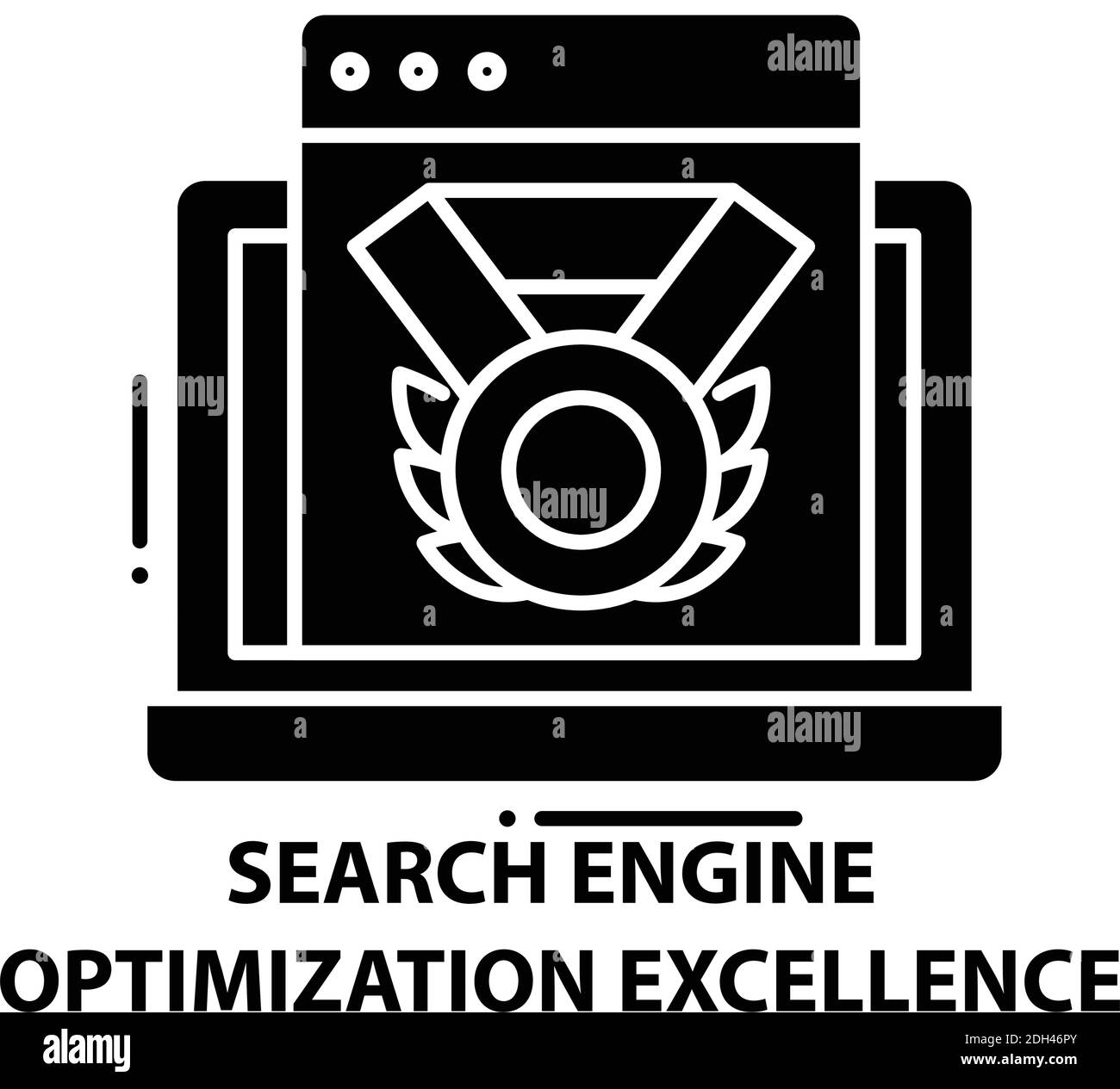 search engine optimization excellence icon, black vector sign with ...