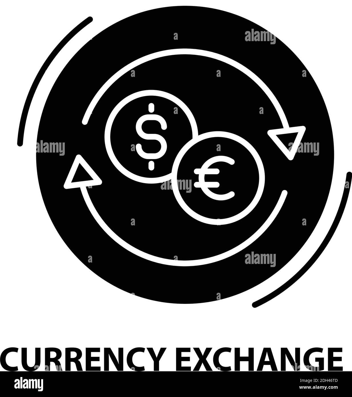 currency exchange concept icon, black vector sign with editable strokes ...