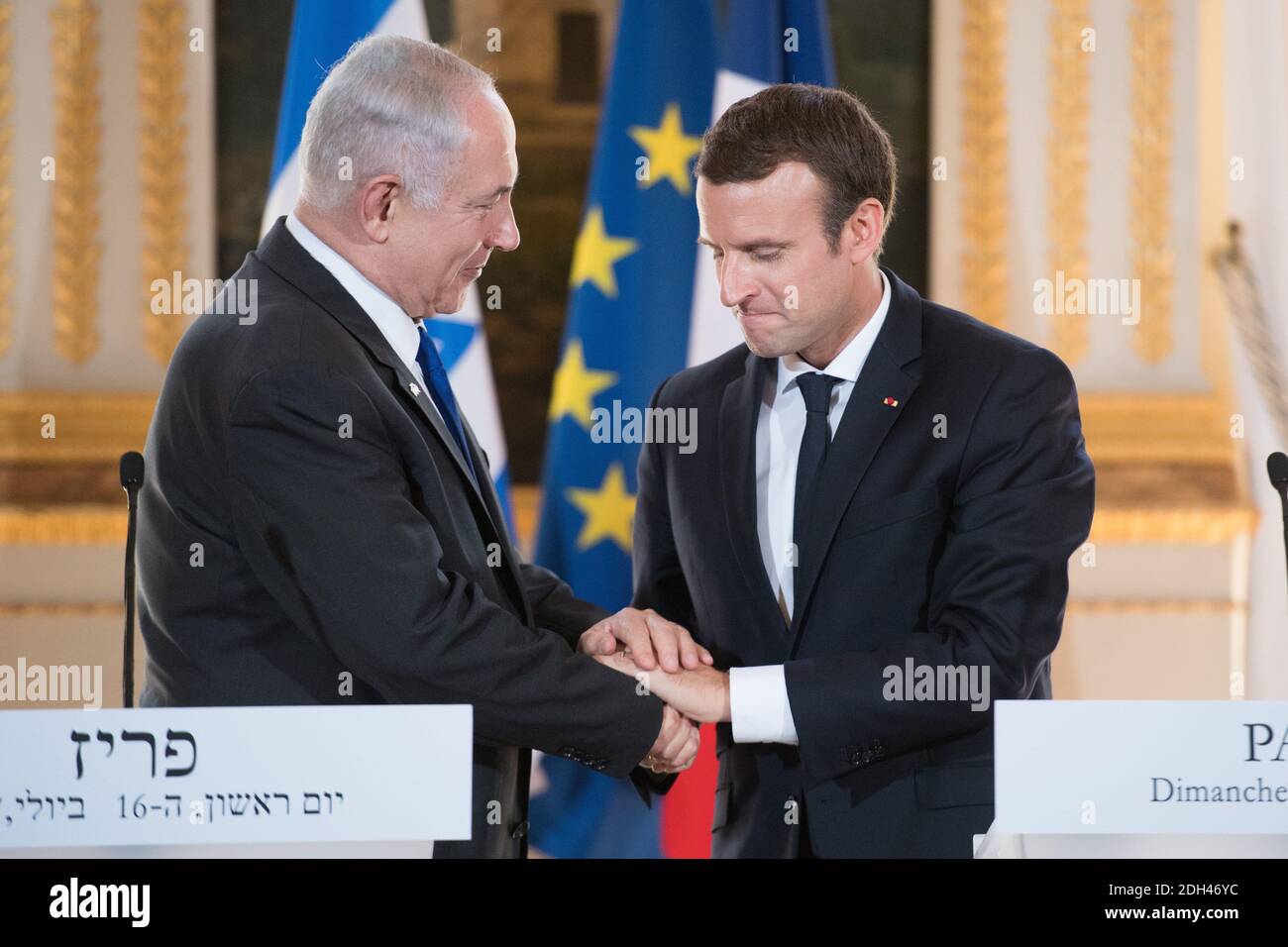 French President Emmanuel Macron receives Israeli Prime Minister ...