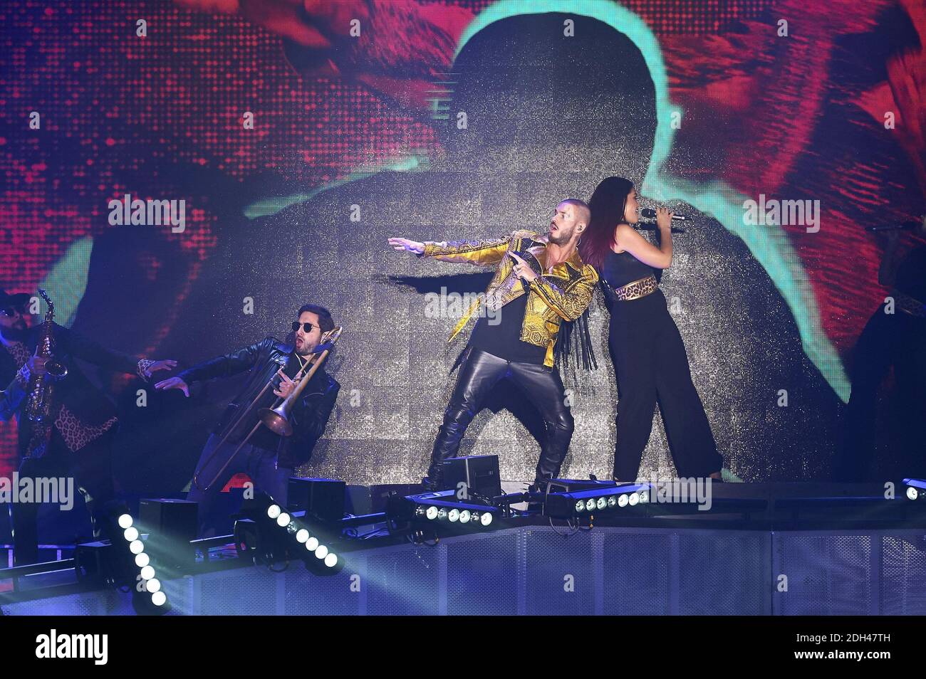 French singer M. Pokora (aka Matt Pokora, Matthieu Tota) performs live ...