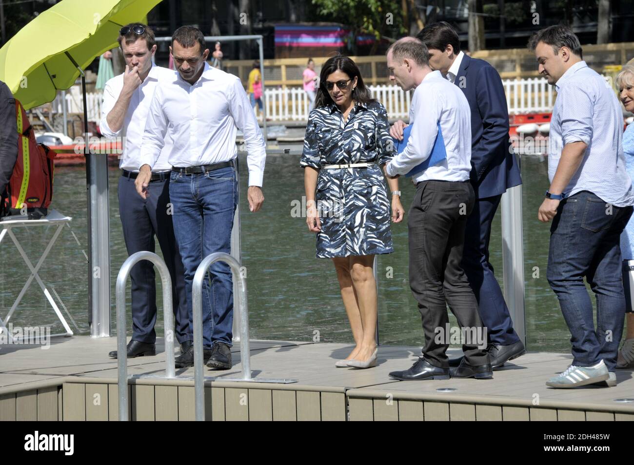 Paris Mayor Anne Hidalgo attends the inauguration of the three swimming ...