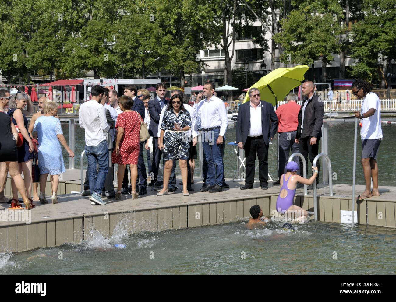 Paris Mayor Anne Hidalgo attends the inauguration of the three swimming ...