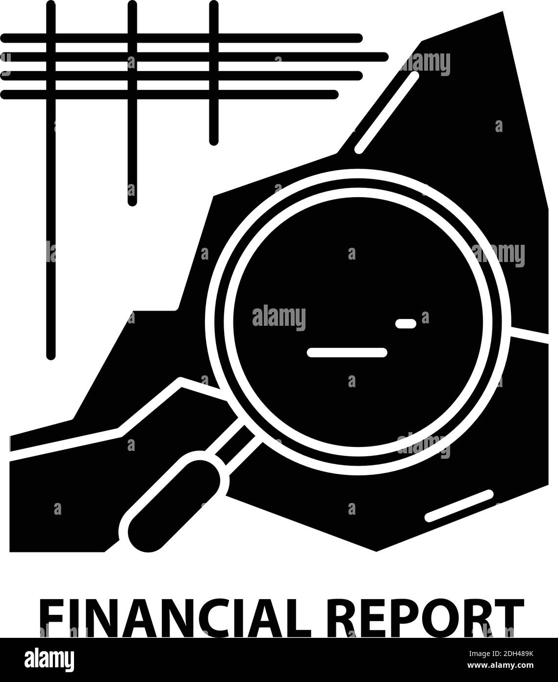 financial report icon, black vector sign with editable strokes, concept ...