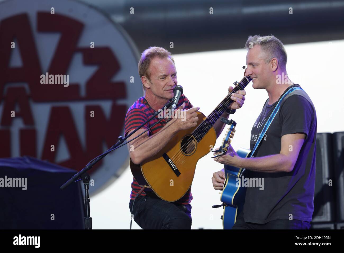 Sting and his son songwriter and musician Joe Sumner perform during ...