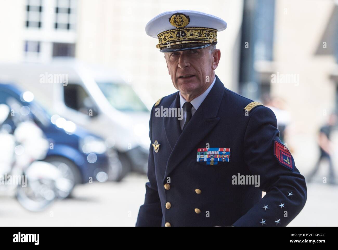 French Major General of the Army, Admiral Philippe Coindreau, arrives ...