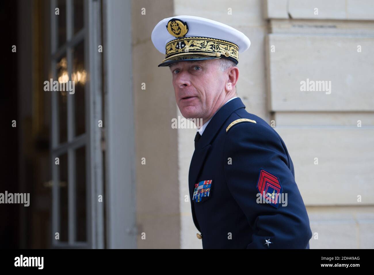 French Major General of the Army, Admiral Philippe Coindreau, arrives ...