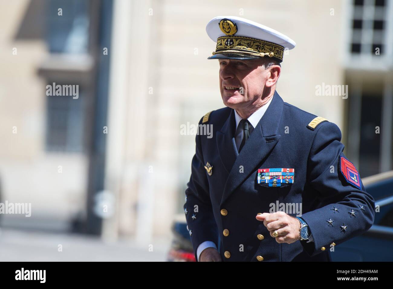French Major General of the Army, Admiral Philippe Coindreau, arrives ...