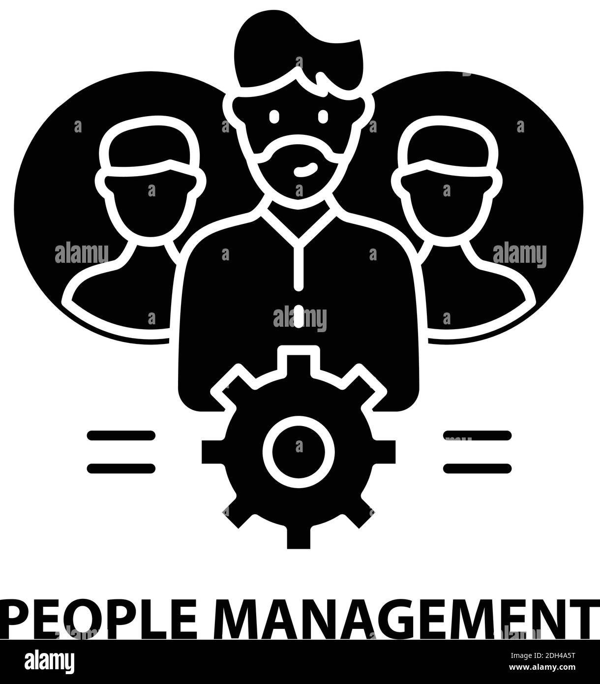 people management icon, black vector sign with editable strokes ...