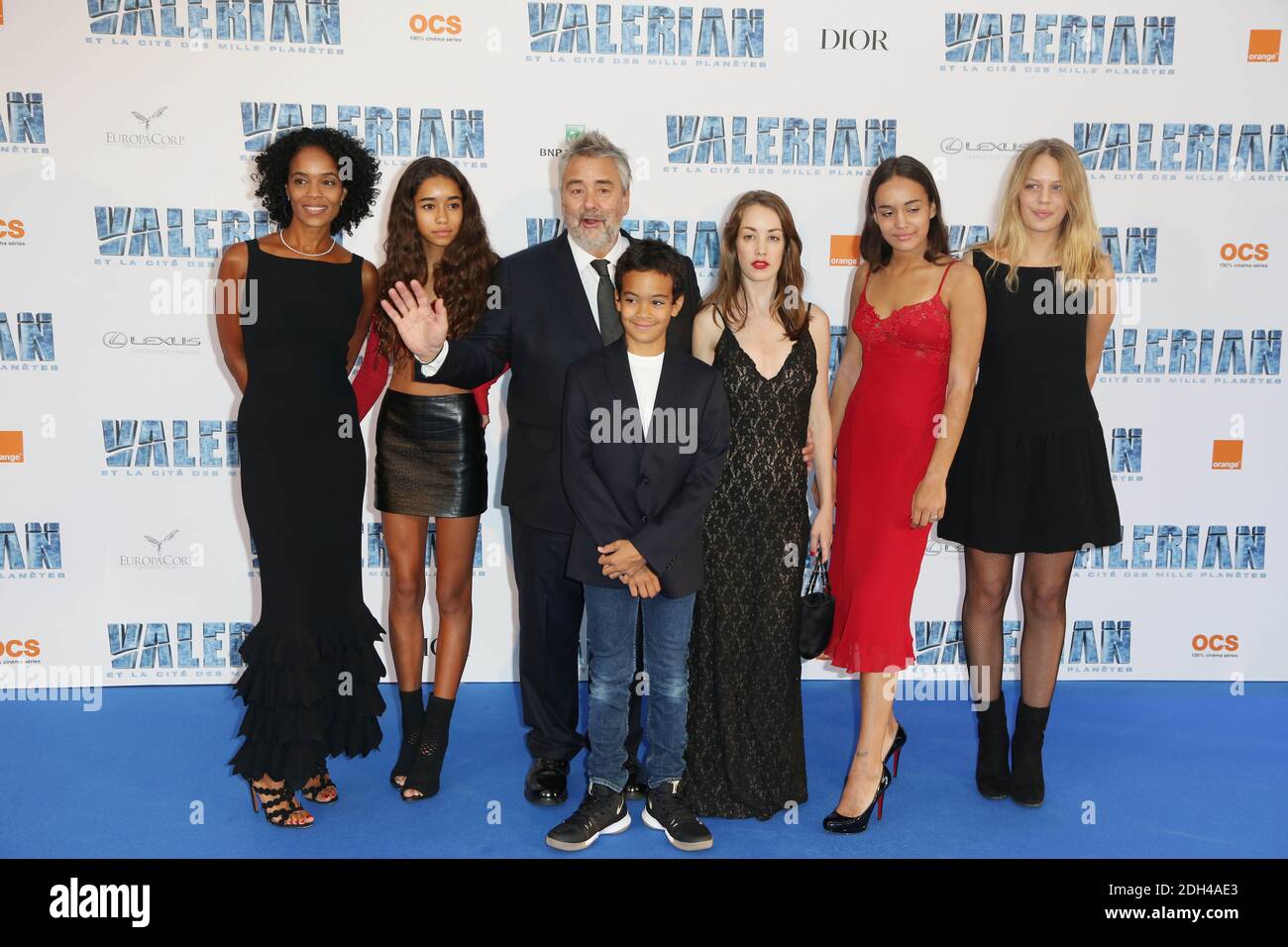 Luc Besson and his Family attending Valerian premiere at Cite du Cinema ...
