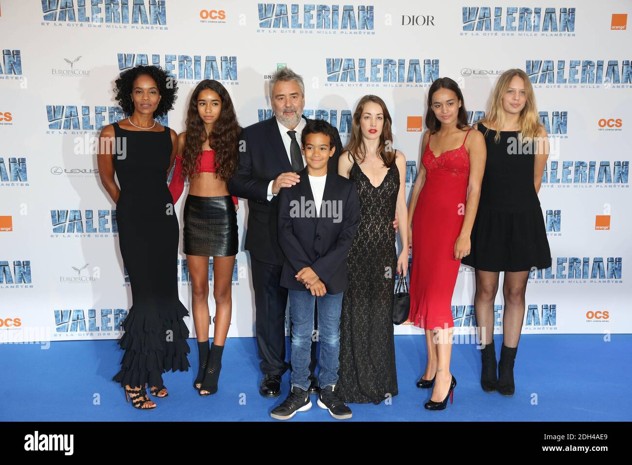 Luc Besson and his Family attending Valerian premiere at Cite du Cinema ...