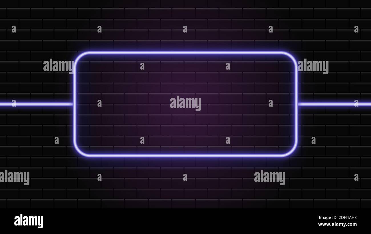 Abstract neon rectangle banner Neon frame Wall brick Stock Vector Image ...
