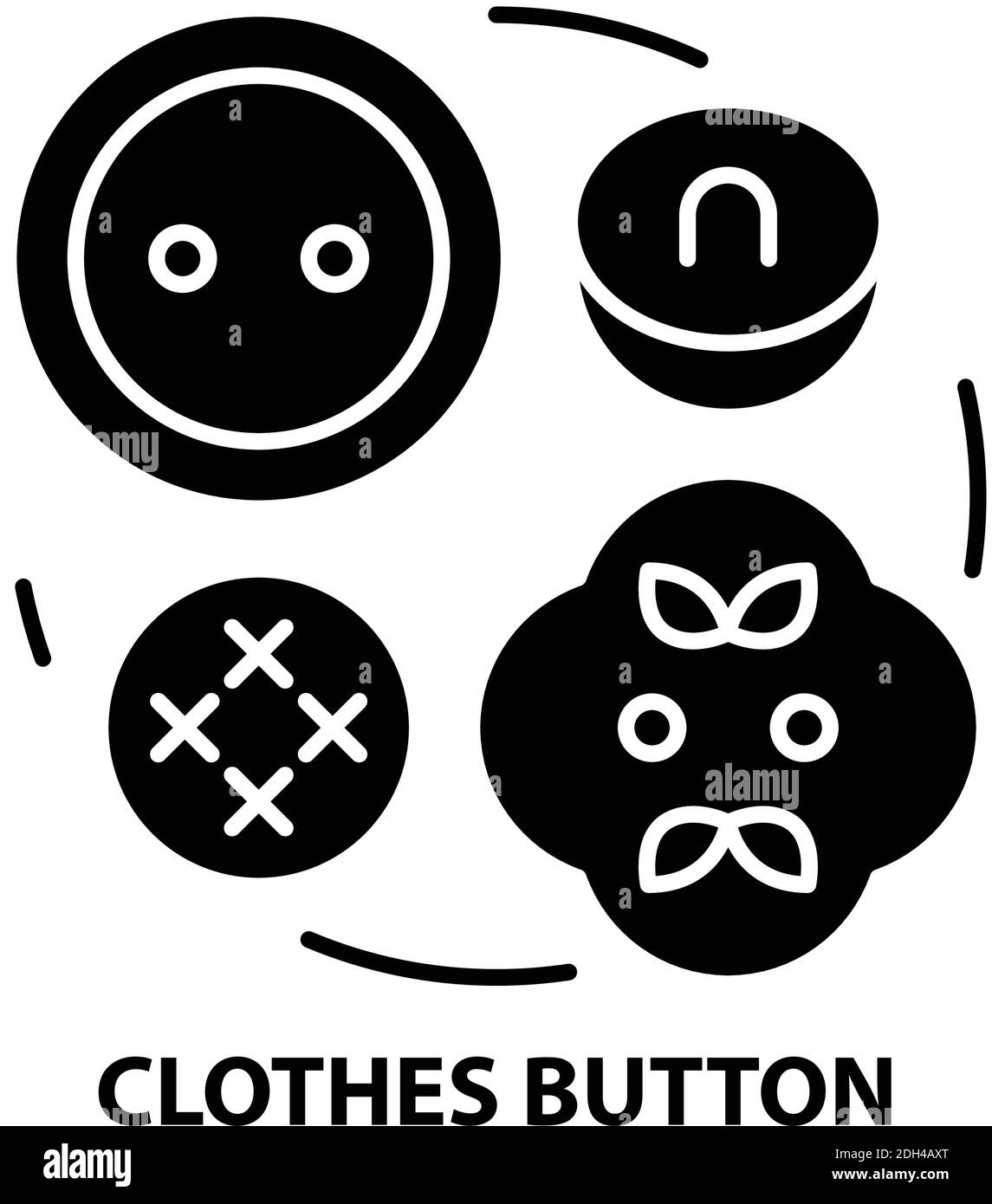 clothes button symbol icon, black vector sign with editable strokes ...