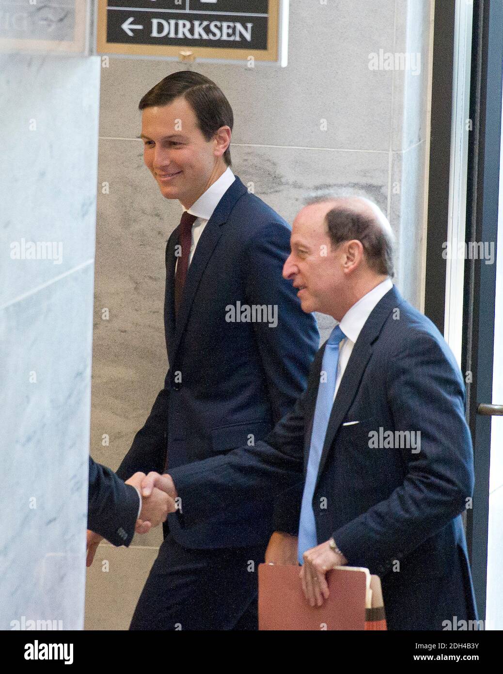 Trump senior advisor Jared Kushner, left, and his attorney Abbie Lowell ...