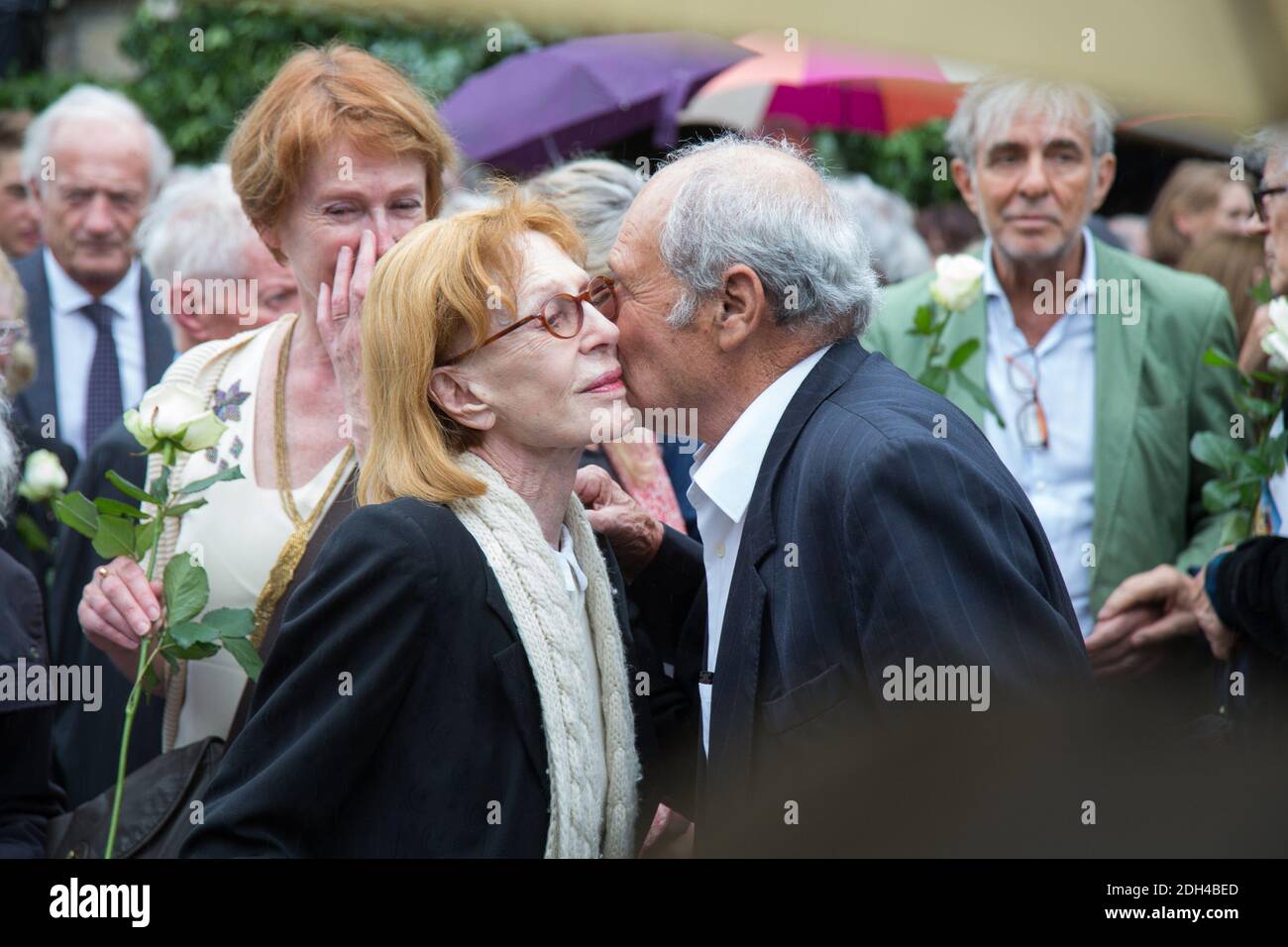 Catherine Rich, widow of Claude Rich leaving the funerals of the actor ...
