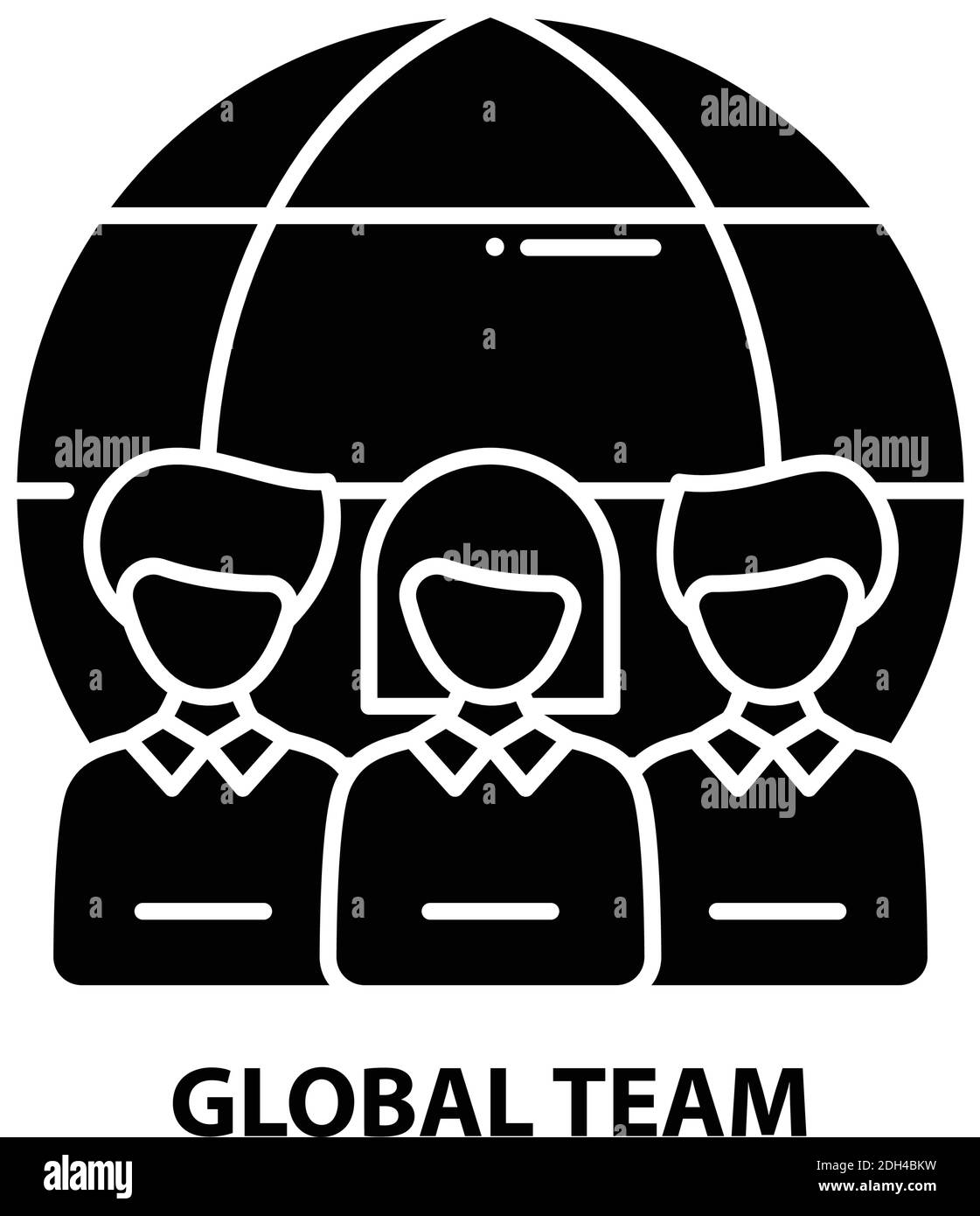 global team icon, black vector sign with editable strokes, concept ...